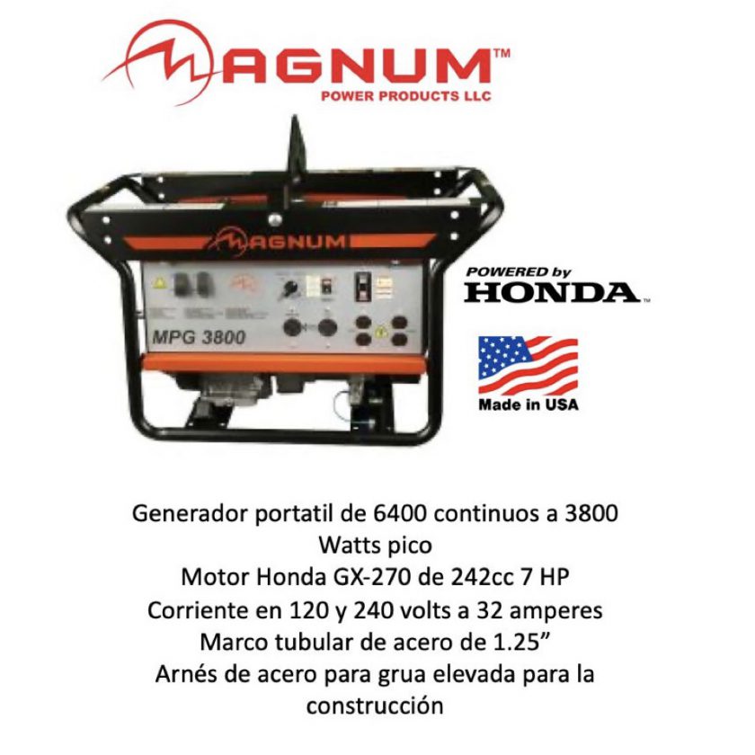 GENERADOR MAGNUM 6400-3800W MOTOR HONDA GX-270
